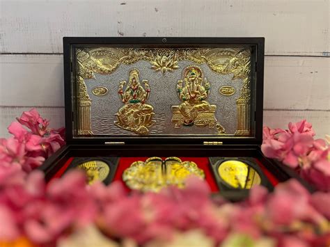 Shree Ganesha And Goddess Lakshmi Charan Paduka Large