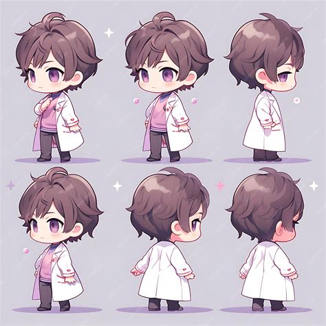 Premium Photo Character Of Male Chibi Kawaii Scientist Lab Coat Neon