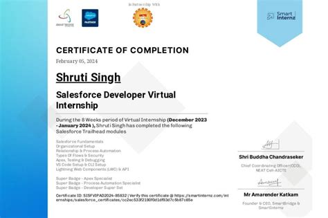 Shruti Singh On Linkedin Salesforce Virtualdeveloperinternship Certificateofcompletion… 16