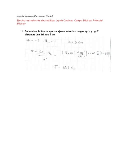 Practica 5 Ejercicios Resueltos De Electrostática 5 Natalie