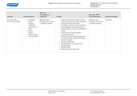 Method Statement And Risk Assessment How Are You Managing Risk