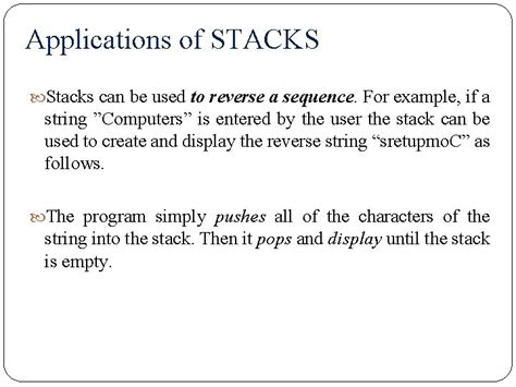Applications Of Stacks Applications Of Stacks Stacks Can