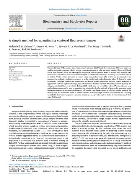 A Simple Method For Quantitating Confocal Fluorescent Images Pdf Fluorescence Microscope