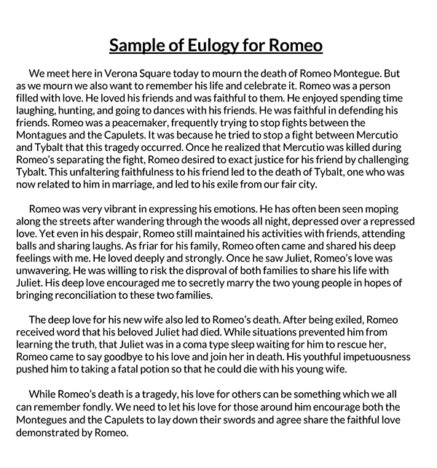 Free Eulogy Templates To Write Memorable Speech