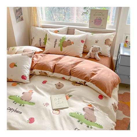 Cute Aminal Duvet Cover Set Capybara And Schnappi Duvet Cover 100