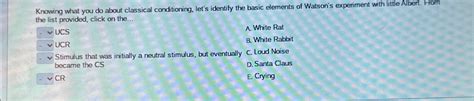 Solved Knowing What You Do About Classical Conditioning Chegg Com