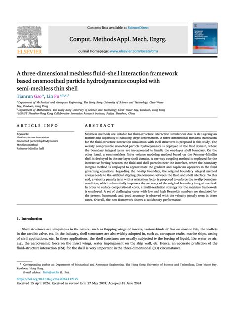 pdf a three dimensional meshless fluid shell interaction framework