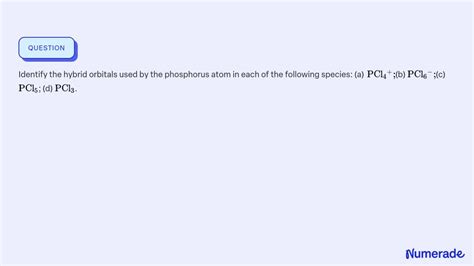 Solved Identify The Hybrid Orbitals Used By The Phosphorus Atom In Each Of The Following Species