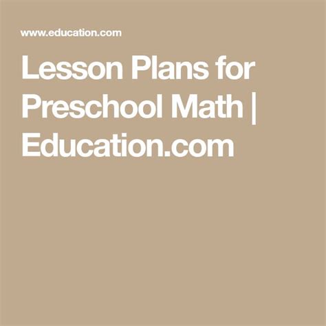 Lesson Plans For Preschool Math Math Lesson Plans