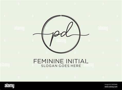 Pd Handwriting Logo With Circle Template Vector Logo Of Initial Signature Wedding Fashion