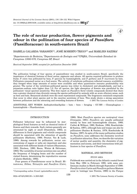 Pdf The Role Of Nectar Production Flower Pigments And Odour In The