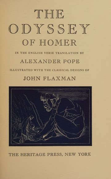 The Odyssey Of Homer In The English Verse Translation By Alexander Pope