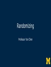 SIADS W Randomizing Pptx Pdf Randomizing Professor Yan Chen Lecture Topic Causal