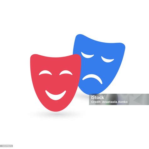 극장 마스크 벡터 아이콘입니다 흰색 배경에 고립 된 코미디와 드라마 기호 슬프고 행복한 미소 얼굴 가면 British Pantomime Theater에 대한 스톡 벡터 아트
