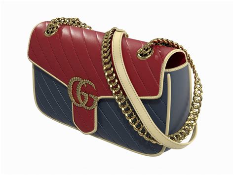 Gucci Gg Marmont Bag Red Blue 3d Model By 3dmonk