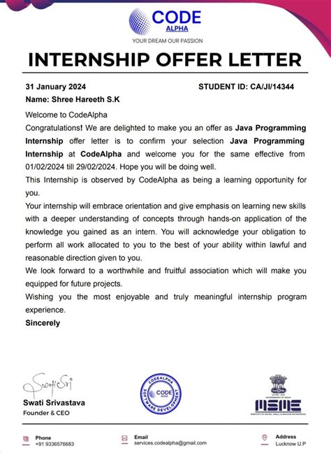 Shree Hareeth Sk On Linkedin Intern2024 Codealpha Codealphainternship Javainternship Java