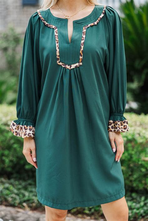 A Touch Of Sass Green Leopard Lined Dress Shop The Mint