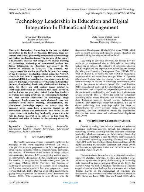 Technology Leadership In Education And Digital Integration In Educational Management Pdf Technology Leadership In Education And Digital Integration In Educational Management Pdf