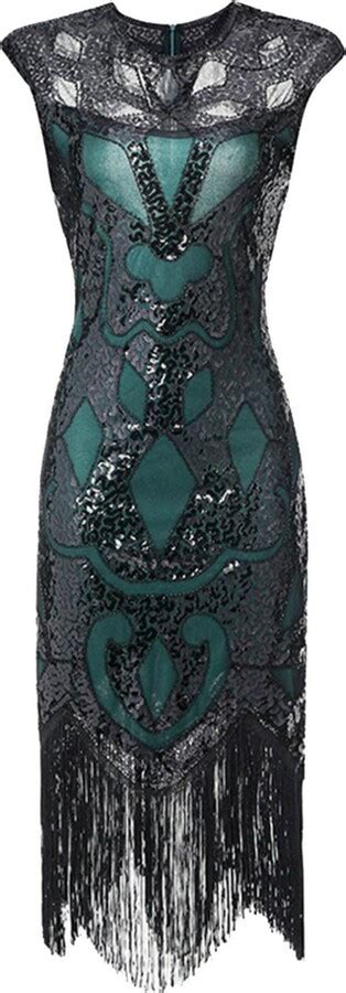 Chunse Great Gatsby 1920s Cocktail Party Sequin Tassel Flapper Dress