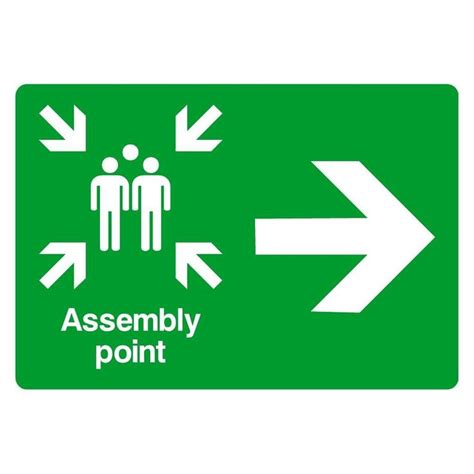 Assembly Point Right Arrow Sign Landscape Emergency Evacuation Sign System Health And Safety