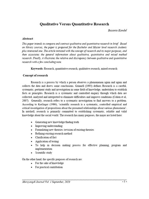 Qualitative Versus Quantitative Research Download Free Pdf Quantitative Research