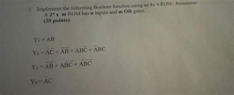 [solved] solve quick 1 implement the following boolean function using