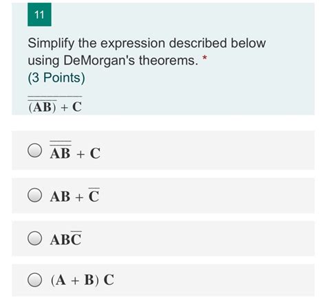 solved 11 simplify the expression described below using de