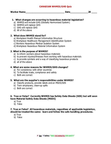 Whmis Quiz And Answers Free
