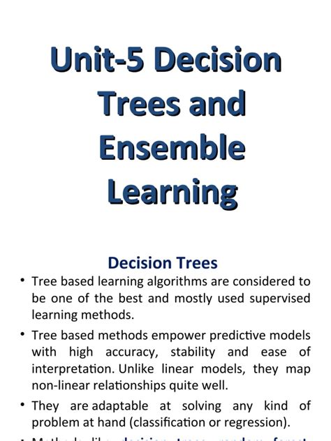 Unit 5 Decision Trees And Ensemble Learning Pdf Cluster Analysis Applied Mathematics
