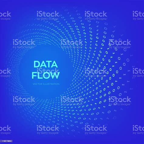 Data Flow Digital Code Binary Data Flow Big Data Virtual Tunnel Warp