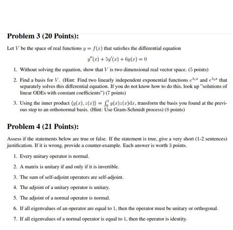 Solved Problem 3 20 Points Let V Be The Space Of Real