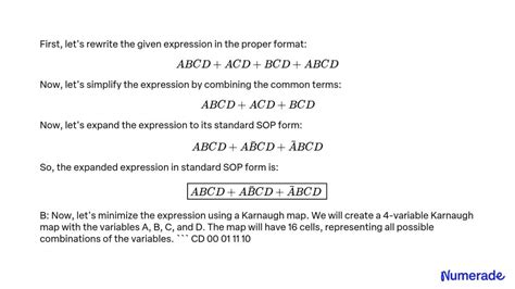 solved q3 a expand expression to standard sop form abcd acd bcd