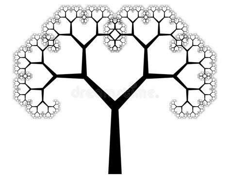 Flat Vector Computer Generated L System Branching Fractal Pythagorean