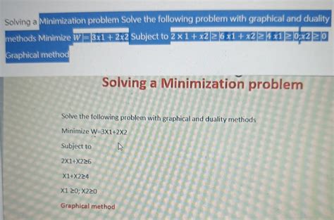 Solved Solving A Minimization Problem Solve The Following Chegg Com