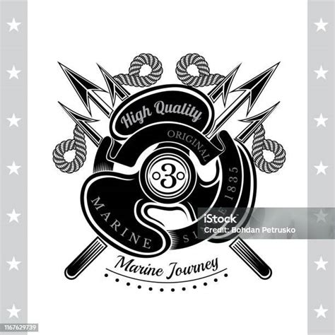 크로스 트라이던트가 있는 선박의 프로펠러 바다 빈티지 블랙 라벨 고립 에 화이트 골동품에 대한 스톡 벡터 아트 및 기타 이미지