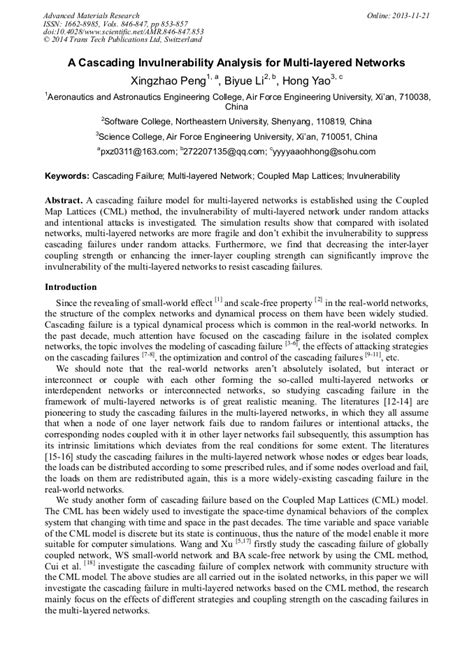 A Cascading Invulnerability Analysis For Multi Layered Networks