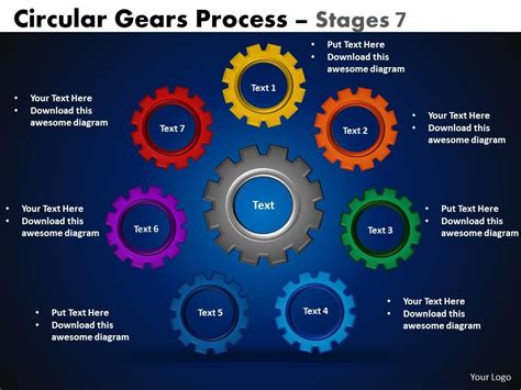 34 Circular Gears Flowchart Process Diagram Presentation PowerPoint Diagrams PPT Sample