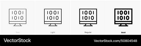 Binary Icon Thin Light Regular And Bold Style Vector Image