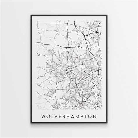 wolverhampton map print minimal wall