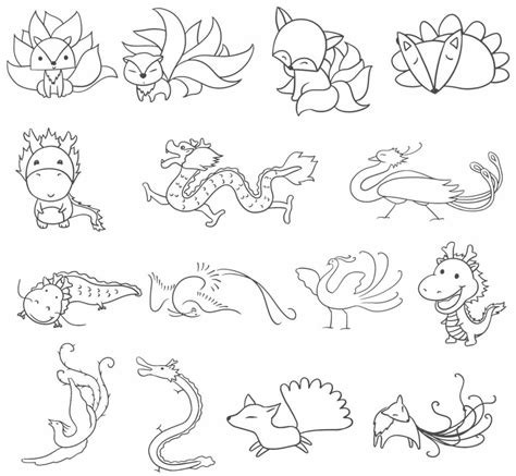 神兽简笔画图片 神话传说 简笔画