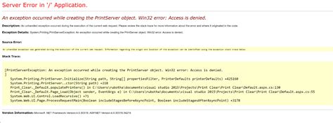 C Access Denied Print Server Object On Aspnet Stack Overflow