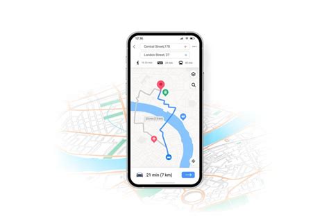 Phone Map Ui Mobile Application With Transport Location And