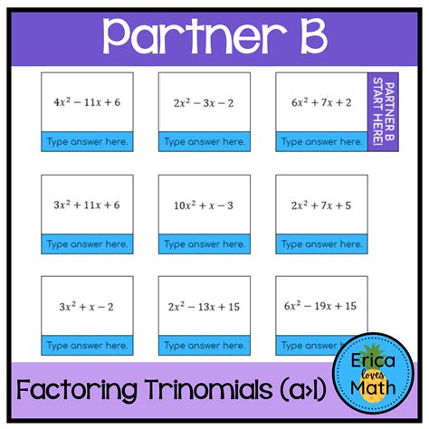 Factoring Trinomials A Digital Activity Partner Maze Made By Teachers