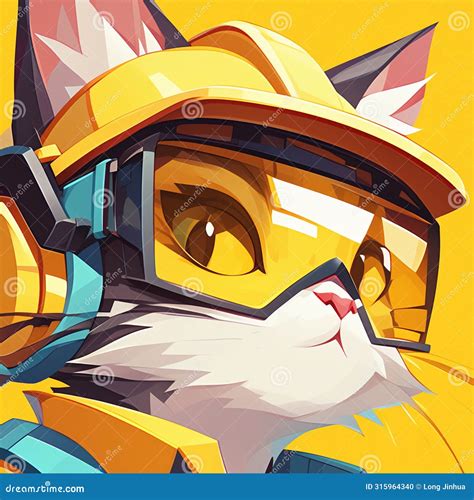 A Cute Cat Software Engineer Cartoon Style Stock Vector Illustration