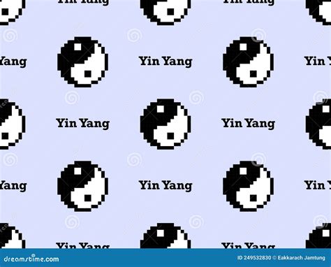 Yin Yang Seamless Pattern On Blue Background Pixel Style Stock Illustration Illustration Of