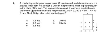 solved a conducting rectangular loop of mass m resistance