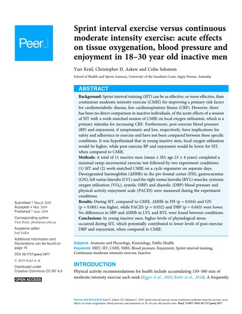 Pdf Sprint Interval Exercise Versus Continuous Moderate Intensity Exercise Acute Effects On