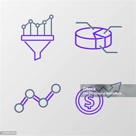 라인 설정 재무 성장 달러 그래프 차트 인포그래픽 파이 및 판매 깔때기 벡터 0명에 대한 스톡 벡터 아트 및 기타 이미지