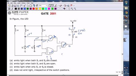Gate 2001 Ece The Led Status In Combinational Circuit Youtube
