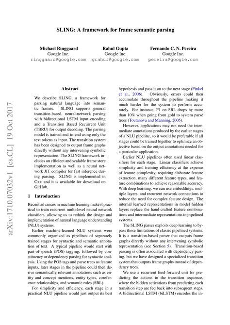 Pdf Sling A Framework For Frame Semantic Parsing